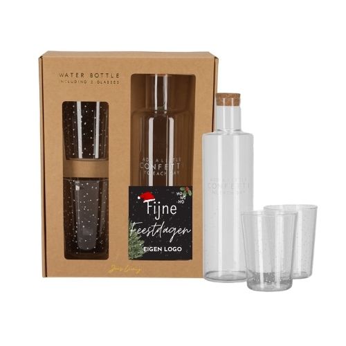 Waterfles Glazen Set + Logo - Groot In Cadeaus